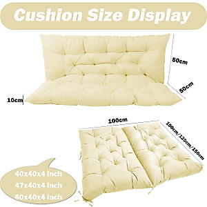 MYRINQ Porch Swing Cushions Waterproof Outdoor Swing Cushions with Backrest 2-3 Seater Swing Replacement Cushions for Outdoor Furniture Garden Backyard (Navy Blue, 40x 40 x 4 inches)