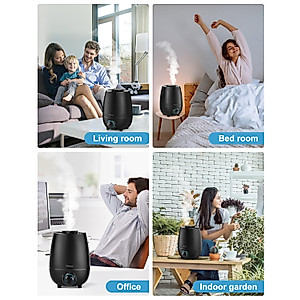 Humidifiers for Bedroom, Tiluza 3L Cool Mist Humidifier for Home Plant and Baby Nursery, Top Fill Quiet Ultrasonic Air Humidifier with 360° Nozzle, Auto Shut-Off, Filterless