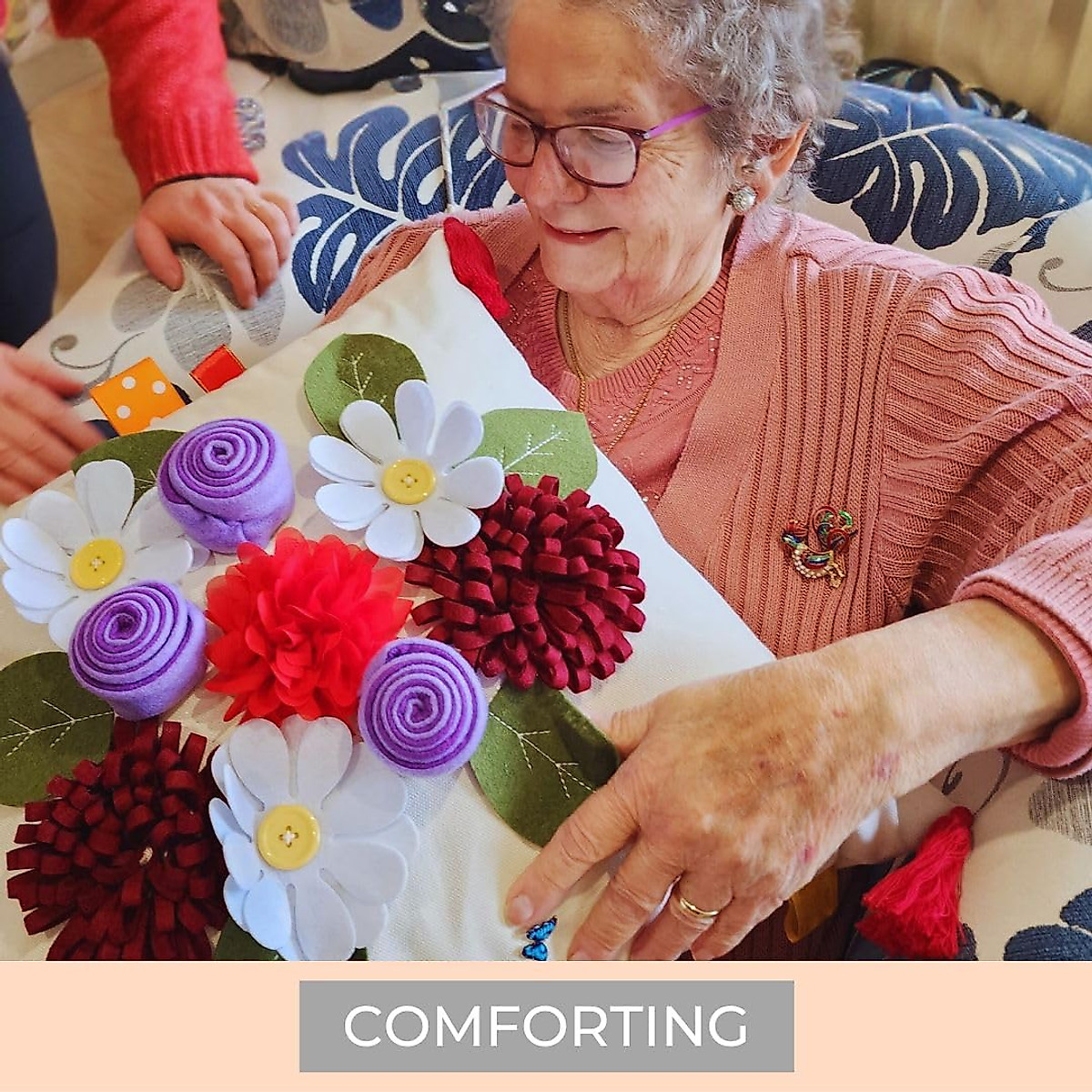 Modisso Sensory Pillow Cover. Fidget Blanket for Dementia. Dementia Products for Elderly and Alzheimers Activities. for Comfort and Anxiety Relief.