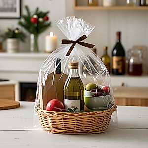 Morepack Cellophane Bags,18x30 Inch 20PCS Cellophane/Cello Wrap for Gift Baskets, Clear Basket Bags