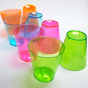 Party Essentials N24090 Hard Plastic Shot Glasses, 2 oz, Assorted Neon Colors (Pack of 800)