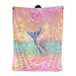 Mermaid Tail Mythical Ocean Life Flannel Fleece Throw Blankets for Chair 50"x40" Decorative Cover,Super Soft Gift Idea
