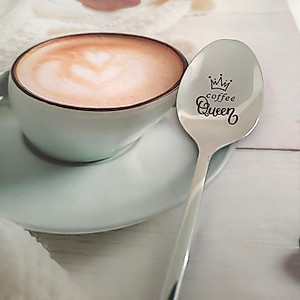 Coffee Gifts Spoons for Women Coffee Lovers Coffee Queen Spoon for Friend Wife Coffee Lover Gift for Coffee Drinkers Women Christmas Birthday Gift for Mom Funny Coffeespoons