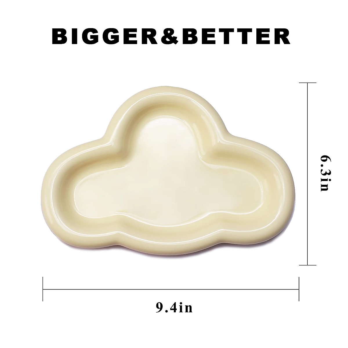 MDFAYE Jewelry Dish Trinket Tray for Women, Ring Dish Holder, Unique Cloud Shape Ceramic Plate Cute Things Vanity Aesthetic Room Decor Mother's Day Birthday Christmas Warm House Gifts (Crème)