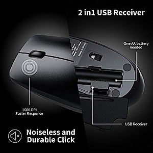 Wireless Keyboard and Mouse Combo, 2.4G Full-Sized Ergonomic Computer Keyboard with Wrist Rest and 1600 DPI Wireless Noiseless Mouse for Windows, PC, Laptop, Windows XP/7/8/10 (Black)