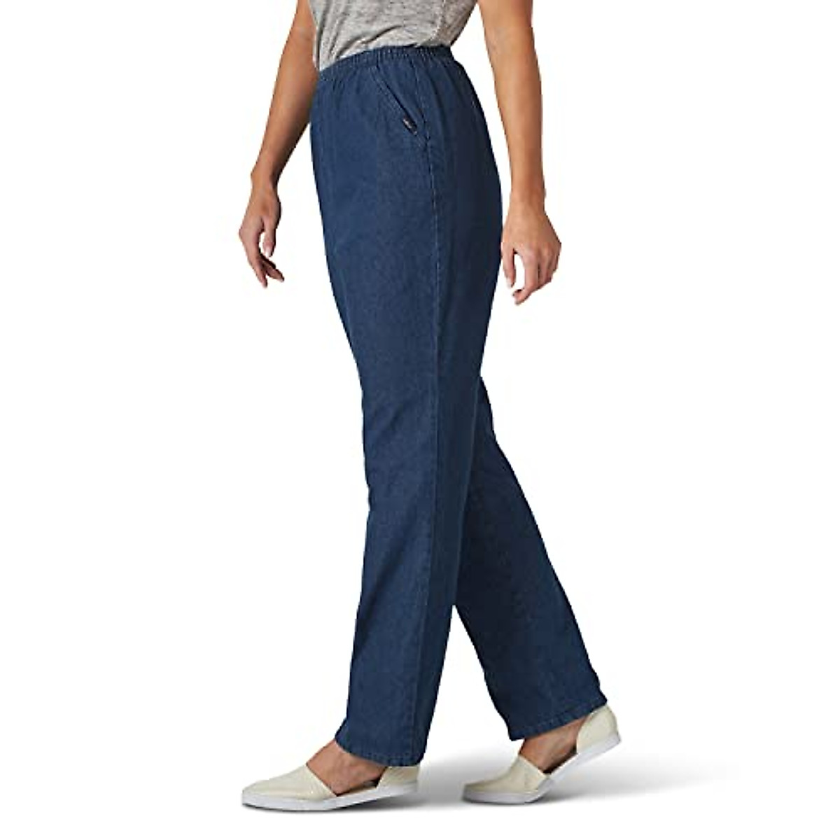Chic Classic Collection womens Cotton Pull-on Pant With Elastic Waist Jeans, Original Stonewash Denim, 16 US