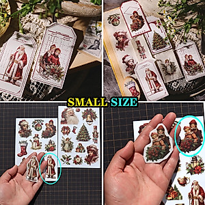 CATaireen Rub On Transfers Stickers 2 Sheets for Crafts Cloth Glass Acrylic Wood Furniture Small Vintage Junk Journal Supplies Scrapbooking Items Christmas Thanksgiving (Red Christmas)