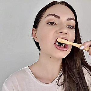 ECOFWORLD Soft Charcoal Bamboo Toothbrush - Natural Wooden Organic | USDA Certified Eco-Friendly | Extra Soft BPA Free Bristles Biodegradable | Individually Packed (Adults - 5 Pack)