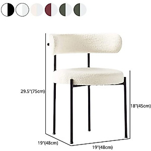 NIUYAO Upholstered Dining Chair Modern Open Back Side Accent Chair Armless Soft with Metal Legs for Dining Room Livingroom Lounge Office -White/Black Legs, Set of 4