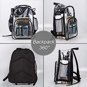 Clear Backpack, Heavy Duty Transparent See Through Bag, Waterproof Rucksack for Women Men Girls Boys to School College Security Travel Hiking Stadium Sports