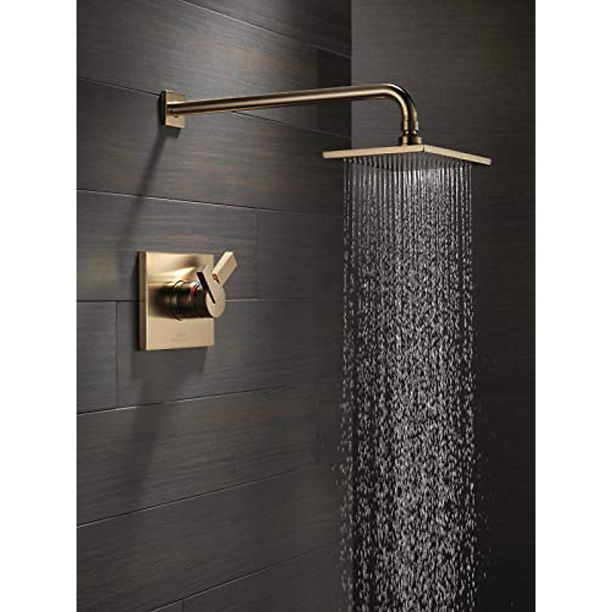 Delta Faucet Vero 17 Series Dual-Function Shower Faucet Set Gold, Single Spray Touch-Clean Shower Head, Delta Shower Trim Kit, Champagne Bronze T17253-CZ (Valve Not Included)