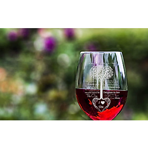 Hat Shark To My Daughter-in-Law Tree Heart Rainbow Sweet Sayings Mother's Day - Laser Engraved Stemless Wine Glasses