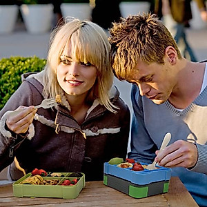 Bugucat Bento Box Adult Lunch Box, 45 OZ Leak-Proof Lunch Containers for Adults with 6 Compartments Cutlery Suitable for Microwave Dishwasher, Versatile Bento Box for Kids Adults Teens