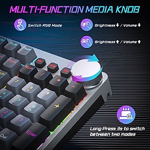 Mechanical Gaming Keyboard, RGB Backlit 104 Keys Full Size Keyboard with Multimedia Knob, Double Shot Keycaps, Full Anti-Ghosting, Blue Switch Wired Computer Keyboard for Windows PC Mac Xbox Gamer