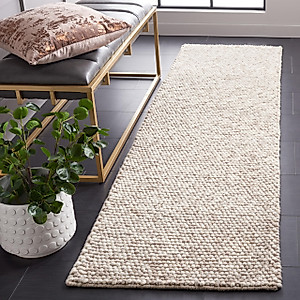 SAFAVIEH Natura Collection Runner Rug - 2' x 12', Beige, Handmade Wool, Ideal for High Traffic Areas in Living Room, Bedroom (NAT620B)