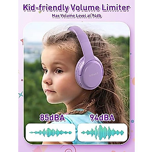 SIMJAR Kids Bluetooth Headphones, Lightweight Girl Headphone with Microphone, Volume Limiter 85/94dB, 50H Playtime, Over Ear Kids Wireless Headphones for Tablet/iPad/Travel