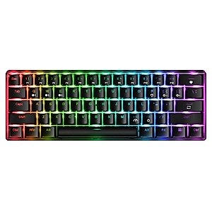 Fiodio 61 Keys RGB Wireless and Wired Mechanical Gaming Keyboard with Blue Switches, Audible Click Sound Rainbow Portable Compact Mini Office Keyboard for Windows PC Gaming, (F-SG61)