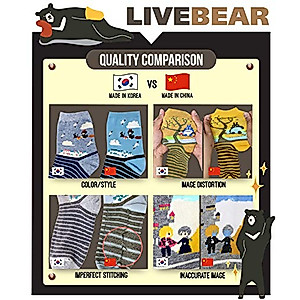 LIVEBEAR 4/5/8 Pairs Womens Cute Patterns, Novelty, Casual Cotton Crew Socks Made In Korea (Polka Dot)