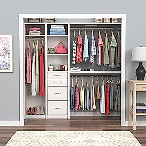 ClosetMaid 6105140 SpaceCreations 52" - 87" Wood Closet Organizer Kit, Classic White