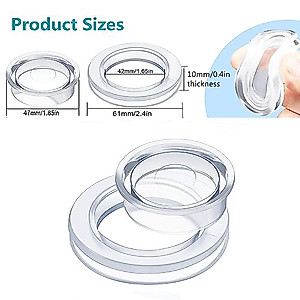 Kecoya 2 Inch Patio Table Umbrella Hole Ring Plug, Outdoor Patio Table Umbrella Hole Ring and Cap Set, Silicone Umbrella Table Hole Insert Cover and Cap Replacement Accessories for Patio Garden Glass Acrylic Yard Table Ring(2 sets transparent)