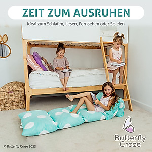 Butterfly Craze Floor Pillow Case, Mattress Bed Lounger Cover, Polka Aqua, Queen Size - Cozy Seating Solution for Kids & Adults, Recliner Cushion, Perfect for Reading, TV Time (Pillow Not Included)
