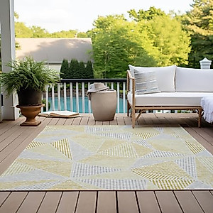 Addison Rugs Chantille ACN618 Gold 9' x 12' Indoor Outdoor Area Rug, Easy Clean, Machine Washable, Non Shedding, Bedroom, Living Room, Dining Room, Kitchen, Patio Rug