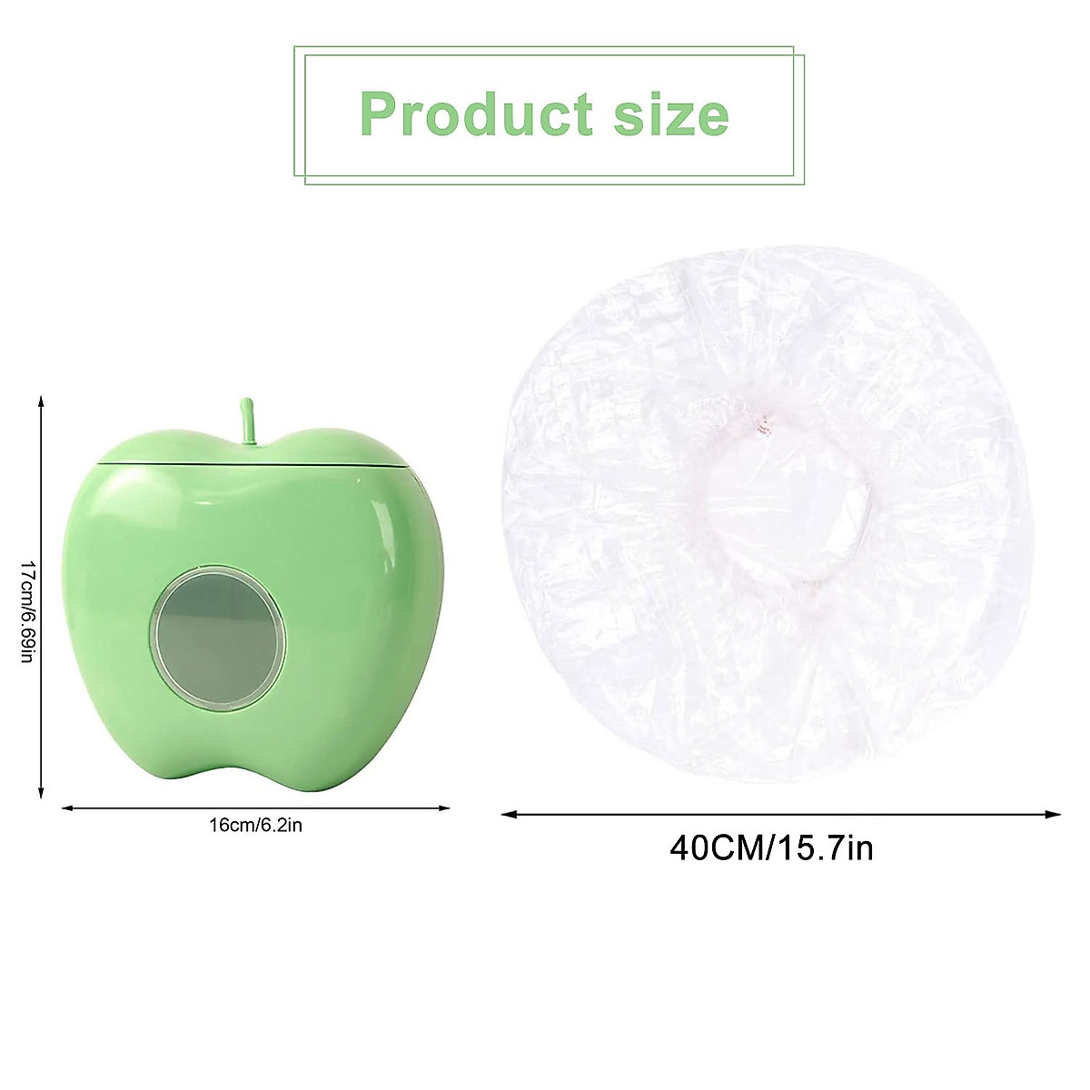 Fresh Keeping Bag Storage Box Wall-Mounted Disposable Cling Film Cover, with 100Pcs Cling Bag, Large Capacity Space-saving Dustproof Apple Shape Food Cover