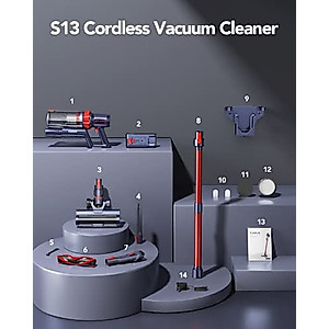 HONITURE Cordless Vacuum Cleaner, 400W 33Kpa Stick Vacuum Cordless with LCD Smart Touchscreen, Max 50mins, 7-Layer Hepa, 6 in 1 Lightweight Handheld Vacuum for Hardwood Floors,Carpets,Stairs,Pet Hair