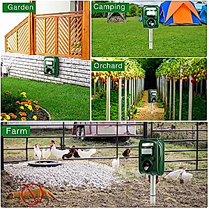 Solar Animal Repeller 2-Pack, Outdoor Waterproof with Motion Detevtor, Cat Deer Repeller, Drive Away Dog -Cat -Squirrel -Skunk -Rabbit -Rodent -Fox -Coyotes -Rat