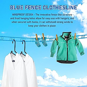 2 Pack Windproof Portable Clothesline with Hooks 16.4 ft Nylon Clothes Line Travel Laundry Line Drying Hanger Rope for Indoor Outdoor Camping Home Hotel Room