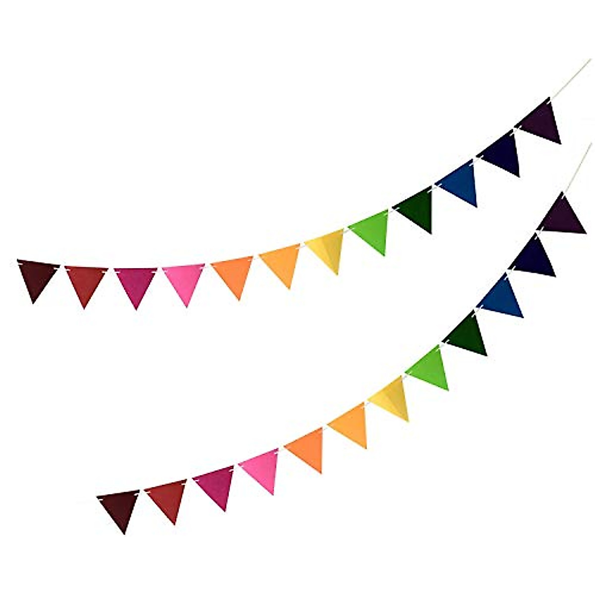 24pcs Assembled Rainbow Garland 2 Pack - Felt Flag Pennant Banner 20 ft - Multicolor Bunting Nursery/Wall Decor