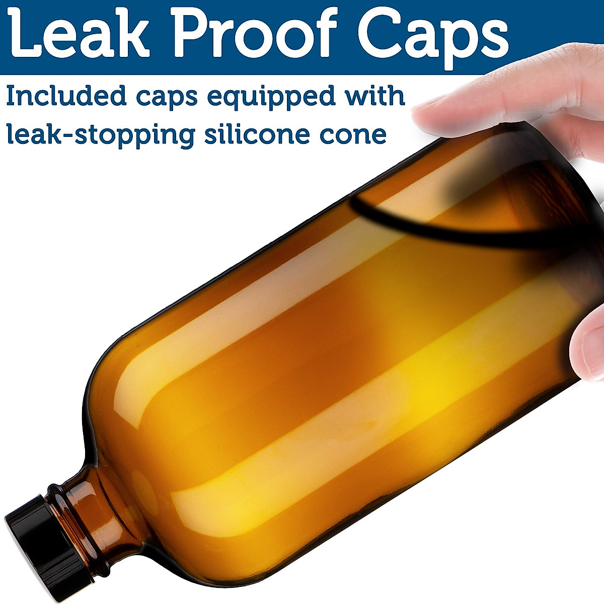 Empty Amber Glass Spray Bottles - 2 Pack - Large 16oz Refillable Bottle is Great for Essential Oils, Plants, Cleaning Solutions, Hair Mister - Durable Nozzle w/Fine Mist and Stream Setting