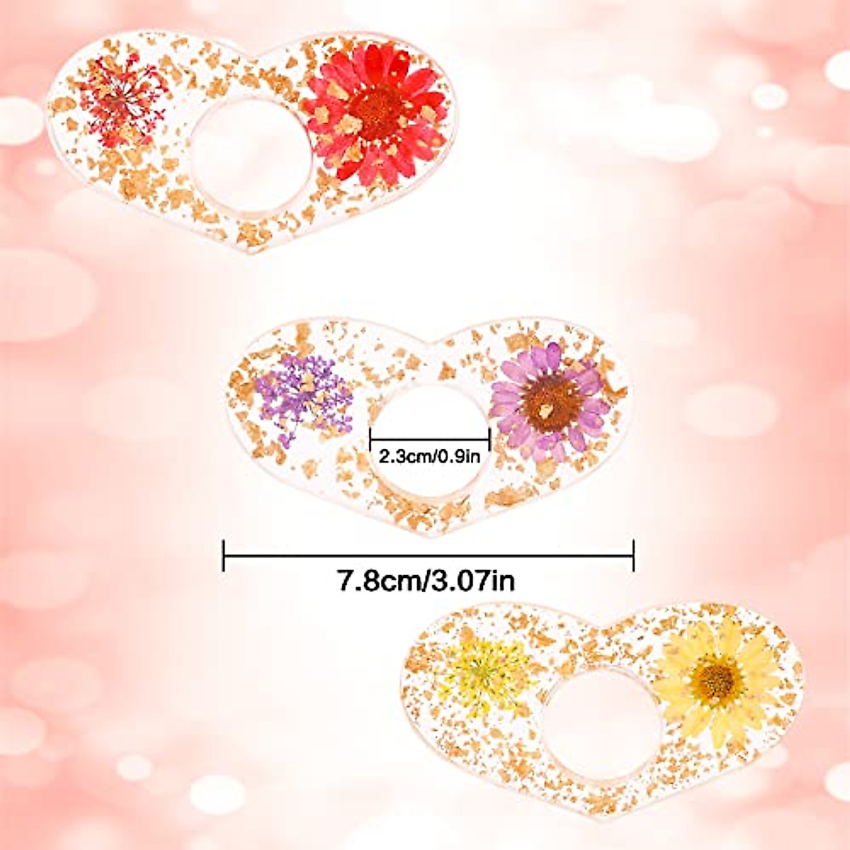 Book Page Holder,3 Pcs Dried Flower Resin Book Opener Holder Reading Lover's Gift Thumb Book Page Holder Book Reading Accessories Gifts for Book Lovers Women Transparent Thumb Ring Page Holder