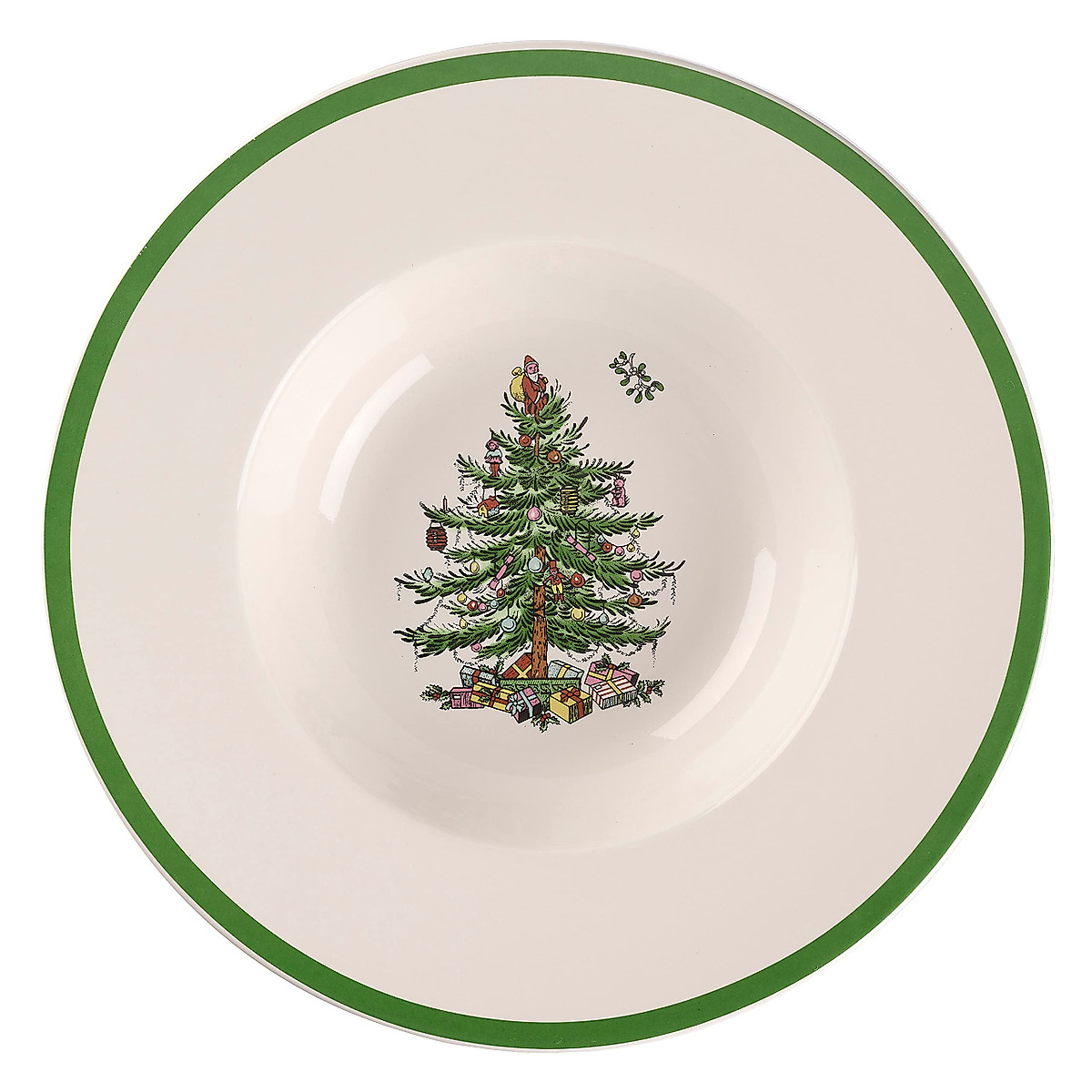 Spode - Christmas Tree Collection - 10" Pasta Bowl – Made of Porcelain- Rimmed Plate for Serving Salad, Spaghetti, and Soup- Dishwasher, Microwave, and Freezer Safe