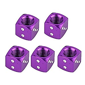 SUWEILE SZSZ 5pcs Aluminum Dice Valve Caps Tire Air Valve Stem Cap Cover for Car Trunk Mountain Road Bike Bicycle Wheel 0212 (Color : Purple)