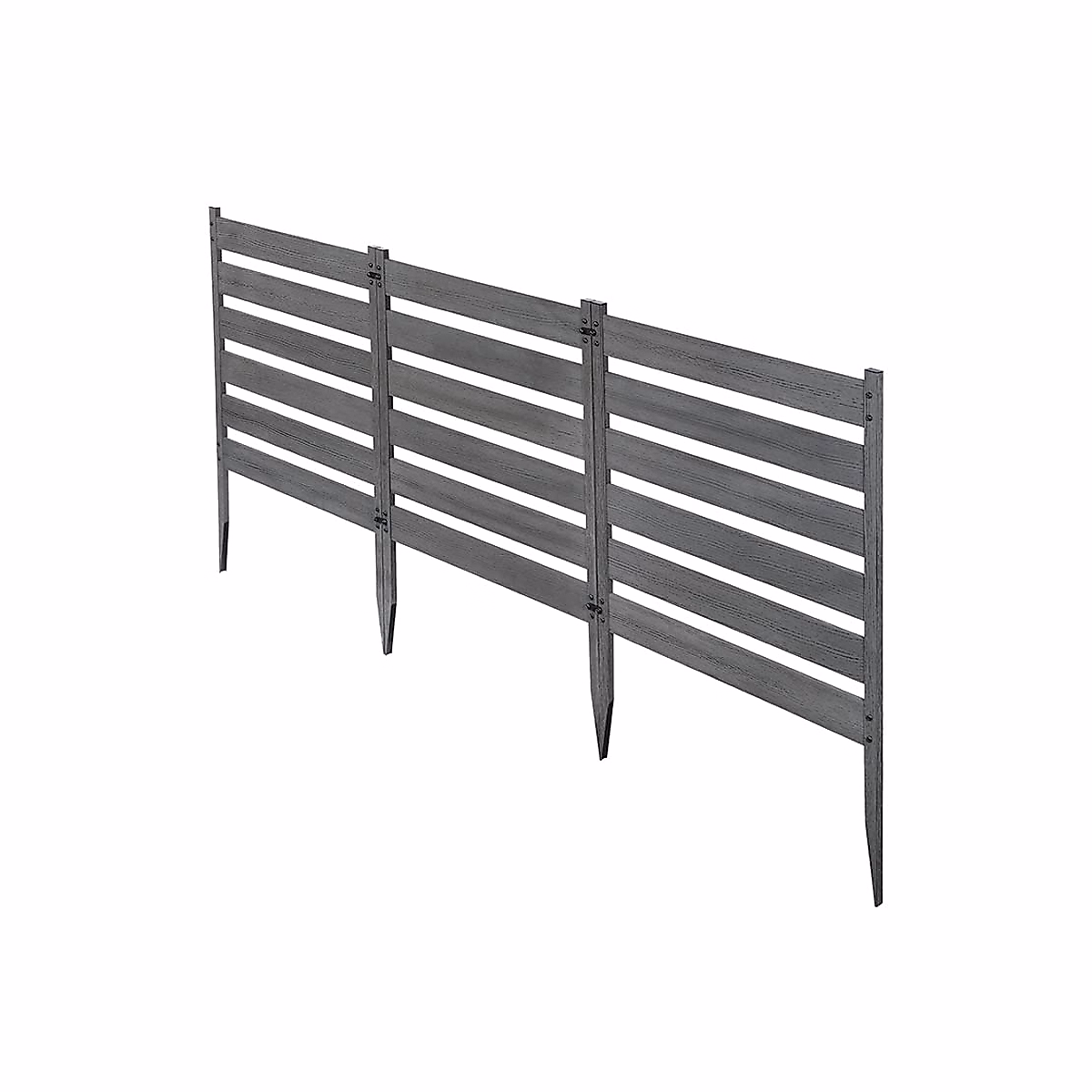 26in H x 24in W (3 Panels) No Dig Zippity Maui Fence Kit, Charcoal Color WoodTek Vinyl Fence Panel, Temporary Outdoor Border for Garden, Easy Install DIY Fence for Backyard, Patio, & Deck, ZP19066