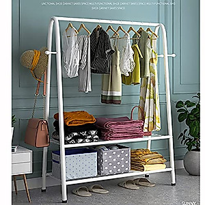 FAXIOAWA Coat Racks Clothes Rail Garment Rack with Shelves Metal Garment Display Stand Cloth Drying Rack Hanger for Hanging Clothes Boxes Shoes Boots/108X43X150Cm