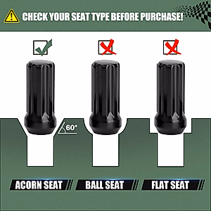 glorider 9/16-18 Lug nut Spline, 32pcs Black Lug Nuts fit for Dodge 2500 3500 8 Lug, 9/16 x18 Closed End Lug Nut with 1 Socket Key for 1994-2011 Ram 2500 3500, 2002-2010 Ram 1500 Aftermarket Wheel