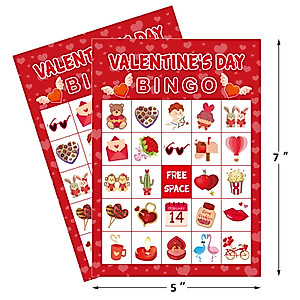 TENDFINE 24 Players Valentine’s Day Bingo Cards - Valentines Bingo Game for Valentine Party School Classroom Family Activities