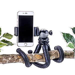 Carson BoaPod Flexible Leg Travel Tripod with Universal Smartphone Adapter and Wireless Remote Shutter Button (TR-050), Black, Medium