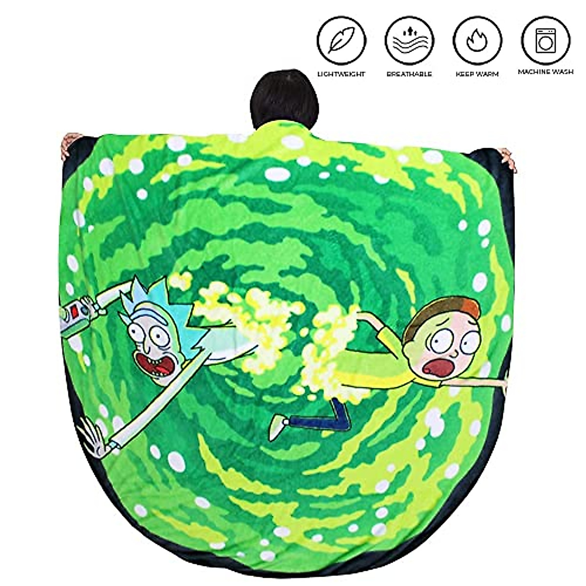 JUST FUNKY Rick and Morty Rounded Portal Blanket | 48 x 48 inches Blanket | Home Deco | Collective | Bed and Sofa Blanket | Anime Blanket | Official Licensed
