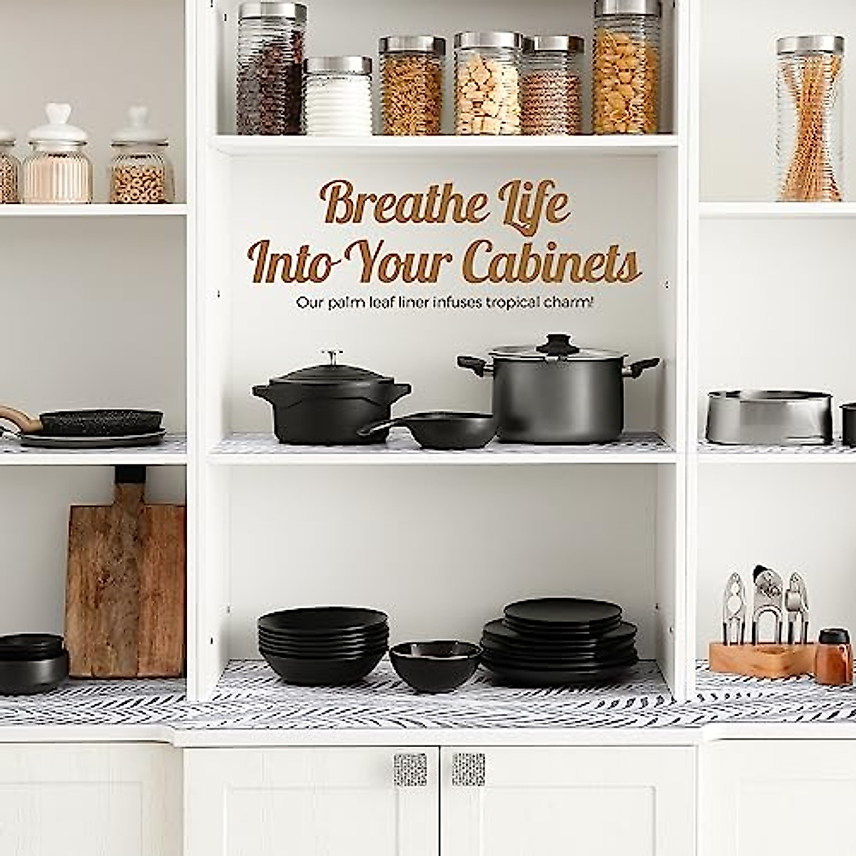 Jersow Cabinet Liner Non Adhesive Shelf Liner 12" X 240", Waterproof Cabinet Drawer Liner, for Kitchen Cabinets/Refrigerator/Wire Shelving/Bathroom/Pantry-Heavy Duty, Easy to Trim, Durable(Grey)