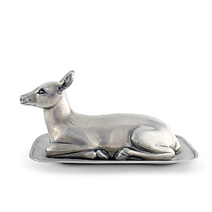 Vagabond House Pewter Doe / Deer Covered Butter Cream Cheese Dish 8 inch x 5 inch