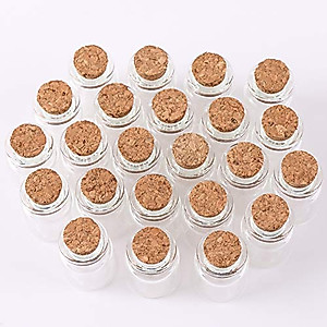 MaxMau 24 Sets of 5ml Small Glass Bottles with Cork Stopper Tiny Clear Vials Storage Container for Art Crafts Projects Decoration Party Supplies