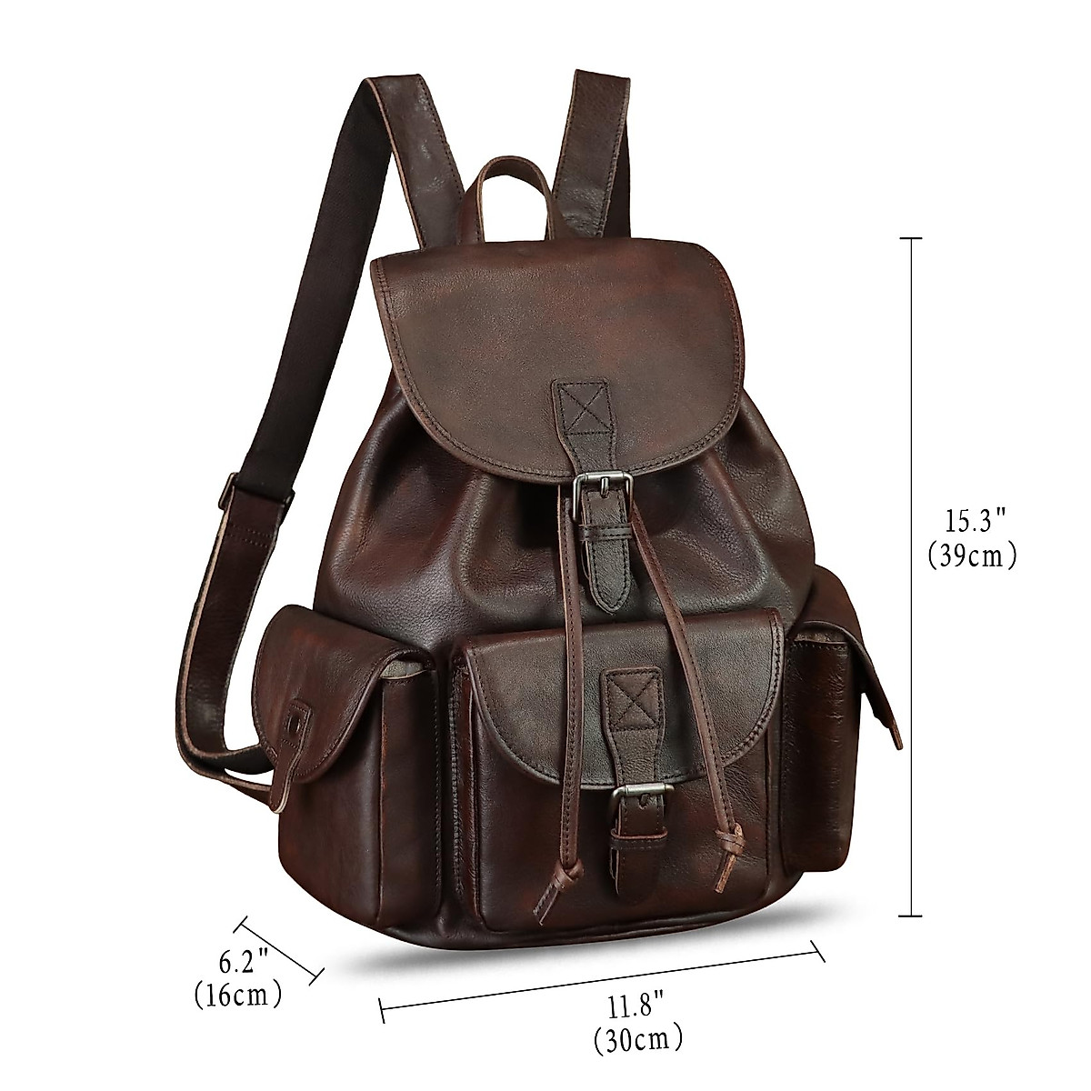 IVTG Genuine Leather Backpack Vintage Handmade High Capacity Leather Rucksack Casual Daypack Retro Knapsack Purse (Coffee)
