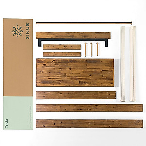 ZINUS Tricia Wood Platform Bed Frame with Adjustable Headboard, Wood Slat Support with No Box Spring Needed, Easy Assembly, Full