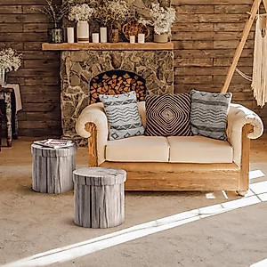 Sorbus Tree Stump Stool, Storage Ottoman 15 Inch Fake Tree Stumps Log Stool Storage, Artificial Tree Trunk, Perfect Footstool Kids Toy Chest, Rustic Log Cabin Decor Bench, Pedestal - Light Gray