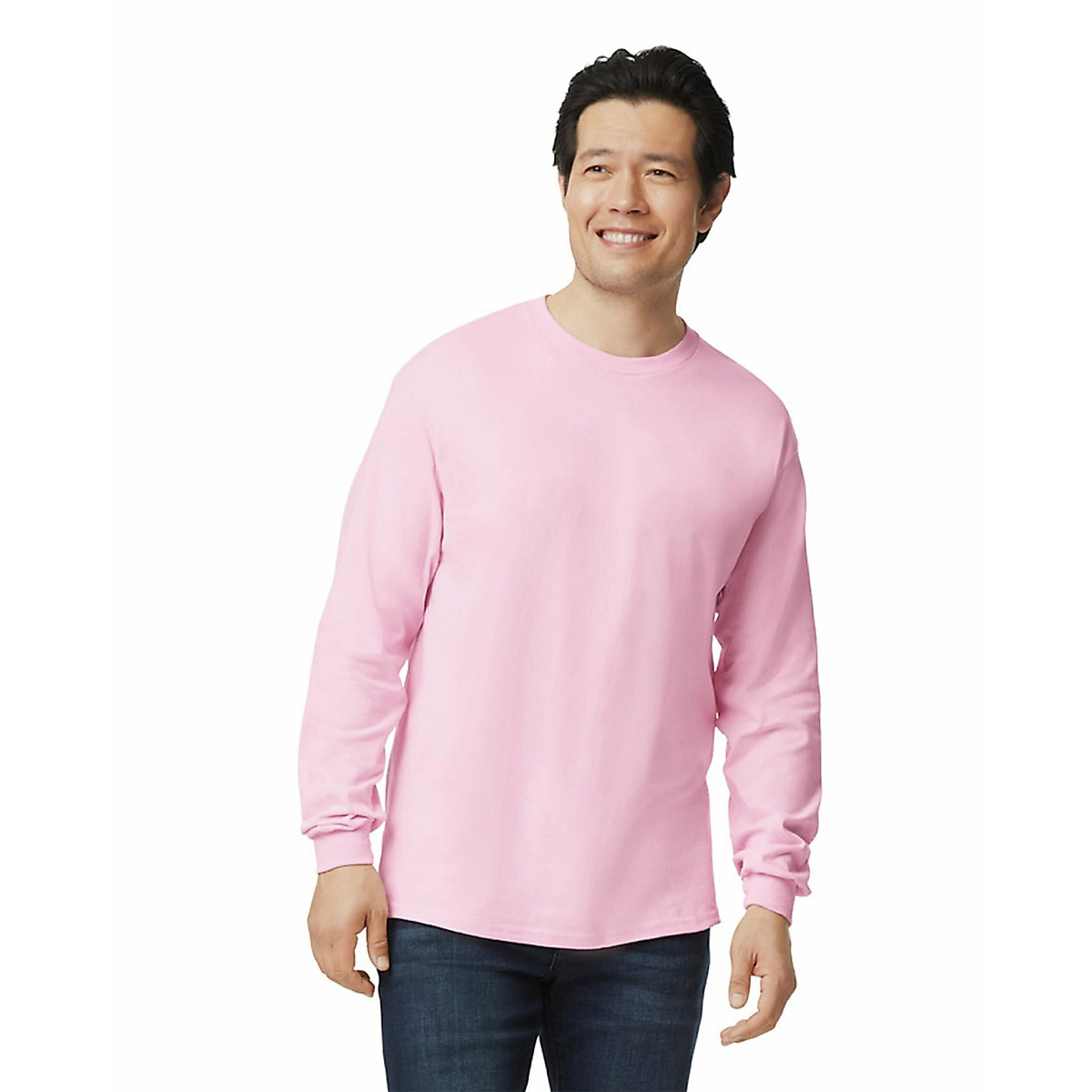 Gildan Men's Ultra Cotton Long Sleeve T-Shirt, Style G2400, Multipack, Light Pink (2-Pack), Medium