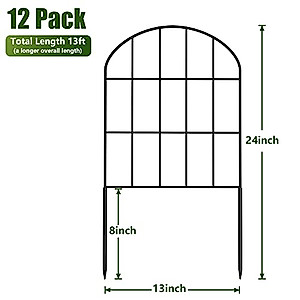 Decorative Garden Fence No Dig Fencing 12 Pack, 13ft (L) x 24in (H) Rustproof Metal Wire Panel Border Animal Barrier,Apply to Dog Fencing Outdoor for The Yard