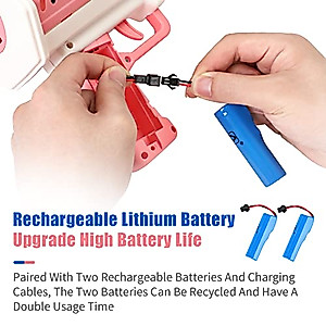 Bazooka Bubble Blaster Gun with 2 Batteries,Rocket Bubble Machine Blower,Birthday Gift for Girls Kids,Bubble Maker Toys for Party Wedding(Pink)